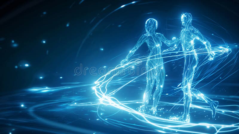 Digital Figures Dancing in Neon Light Stock Image - Image of dynamic ...