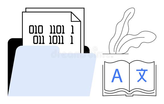 Digital File Management and Multilingual Data Translation Concept Stock ...
