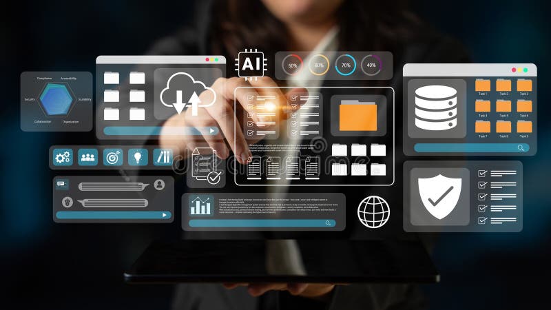 Digital File Management System and Cloud Collaboration Platform Concept Parse Stock Illustration ...