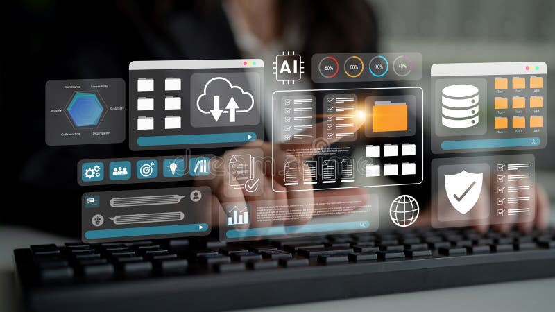 Digital File Management System and Cloud Collaboration Platform Concept Parse Stock Illustration ...