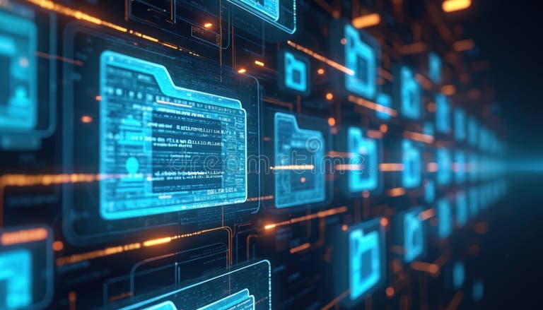 Digital File Storage System DMS Illustration. Files Stored in Binary ...