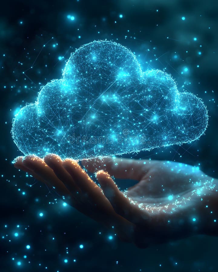 Digital File Transfer Via Online Cloud Platforms Stock Illustration ...