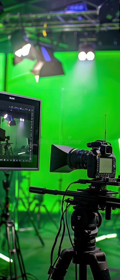 Digital Filming Environment with Green Screen Spotlighting Modern ...