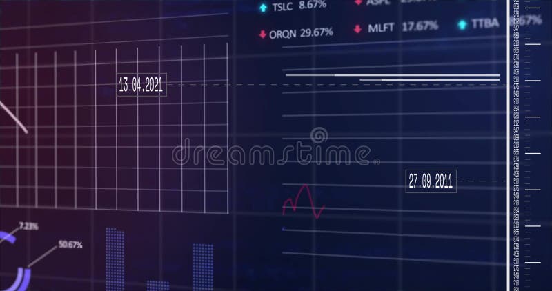 Digital Finance Dashboard Displaying Flat Animated Grid Chart, Featuring Floating Date Labels ...