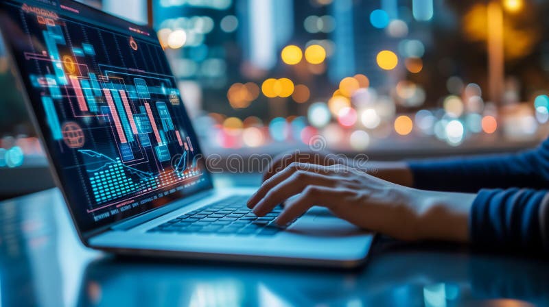 Digital Finance Data Analysis on Laptop Stock Image - Image of research ...