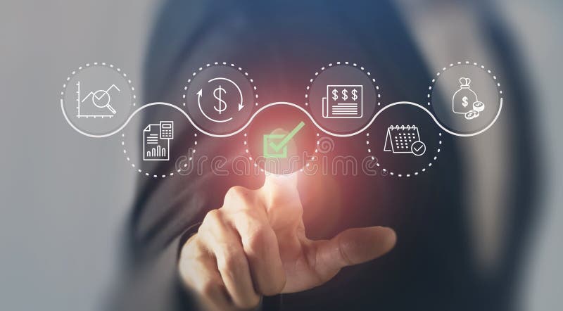 Digital Financial Approval Concept. Green Checkmark Indicating ...