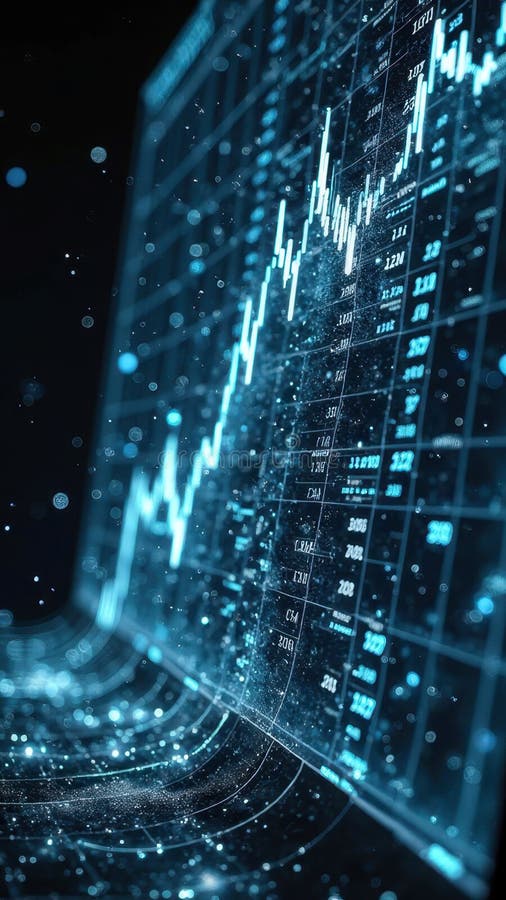 Digital Financial Chart with Blue Glowing Graph in Futuristic Style ...