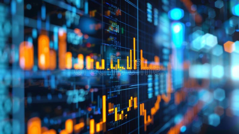 Digital Financial Chart with Blue and Orange Bars Stock Photo - Image ...