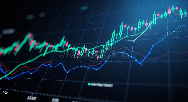 A Digital Financial Chart Displays Fluctuating Stock Data, with ...