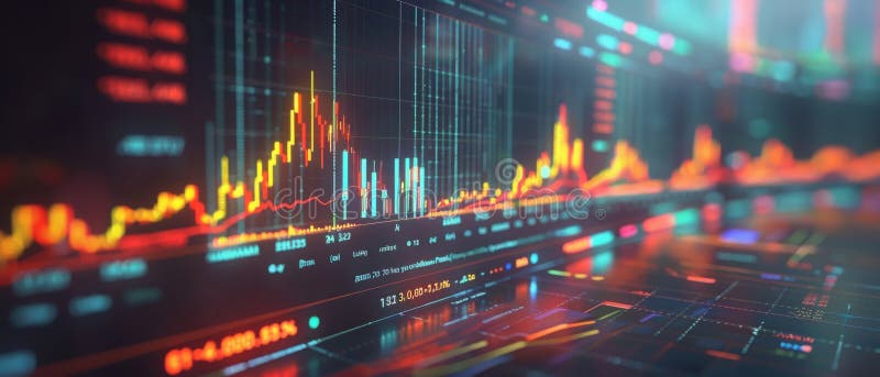 Digital Financial Chart on a Futuristic Interface with Glowing Lines ...