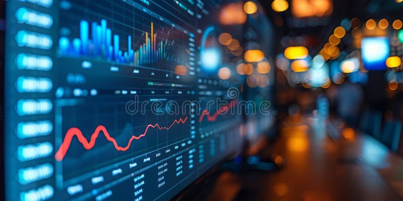 Digital Financial Charts on a Glowing Screen with Graphs, Data, and ...