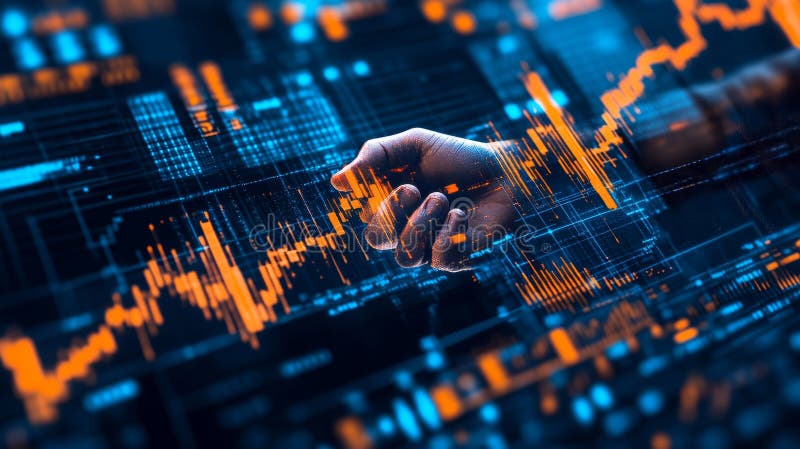 Digital Financial Collaboration Handshake on Chart Analysis Interface ...