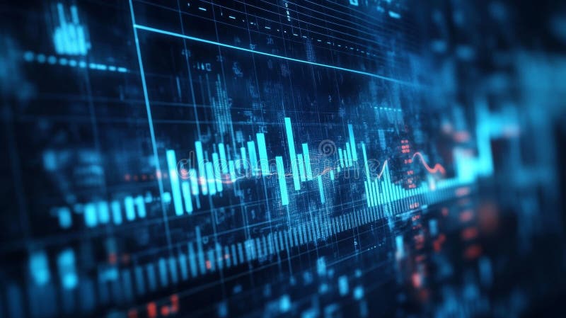 Digital Financial Data on a Blue Futuristic Screen Stock Photo - Image ...