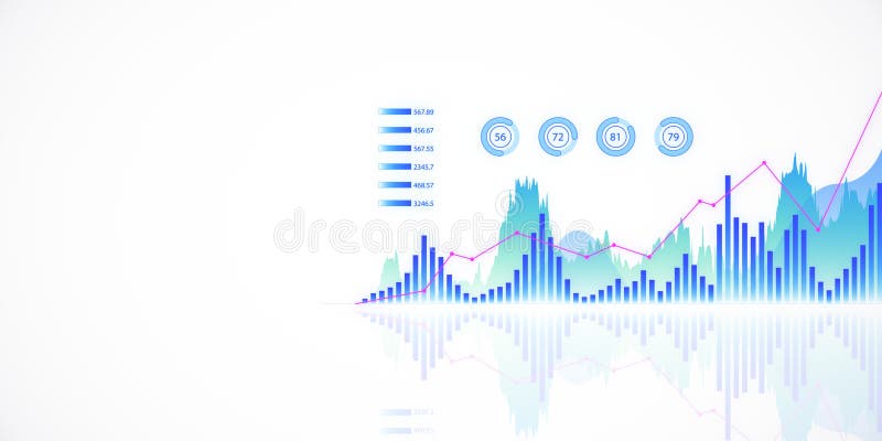 Digital Financial Data and Charts on White Background. 3D Rendering ...