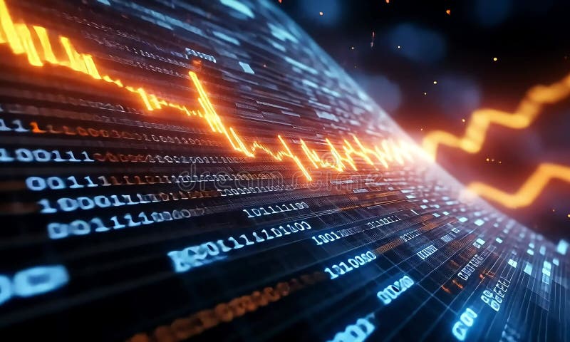 Digital Financial Data Stream with Downward Trend Stock Video - Video ...