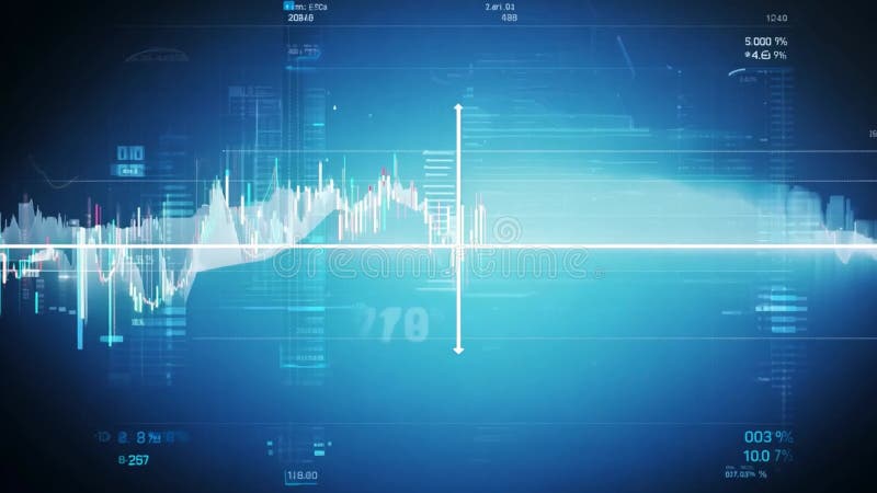 Digital Financial Data Trend Graph with Blue Background Stock Footage ...