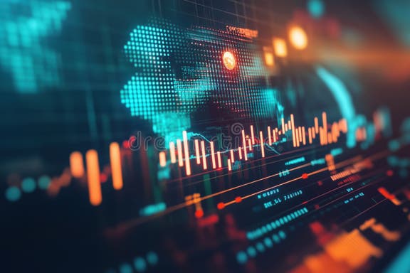Digital Financial Data Visualization with Graphs and World Map Stock ...
