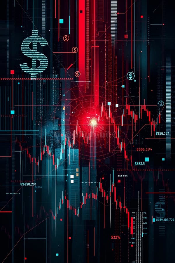 Digital Financial Market Data Visualization with Stock Charts, Dollar ...