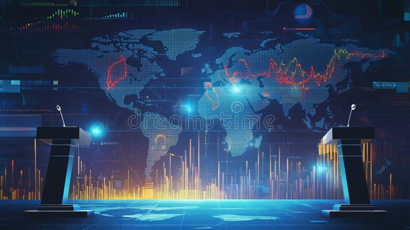 Digital Financial Market with Global Map and Chart Elements Stock ...