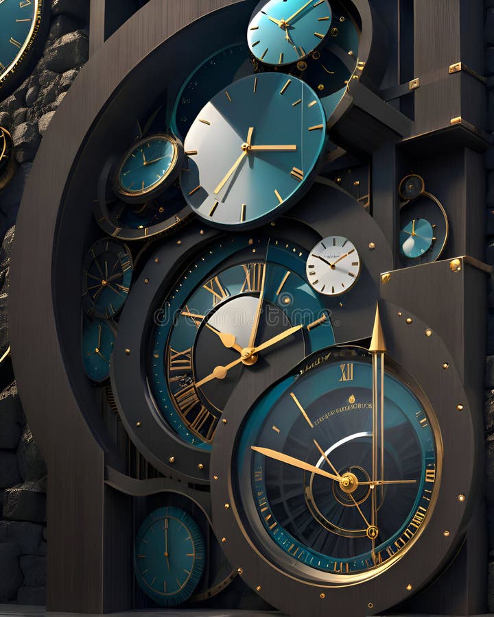 Digital Fine Art Work with Abstract Clock and Time Dimension Concept ...
