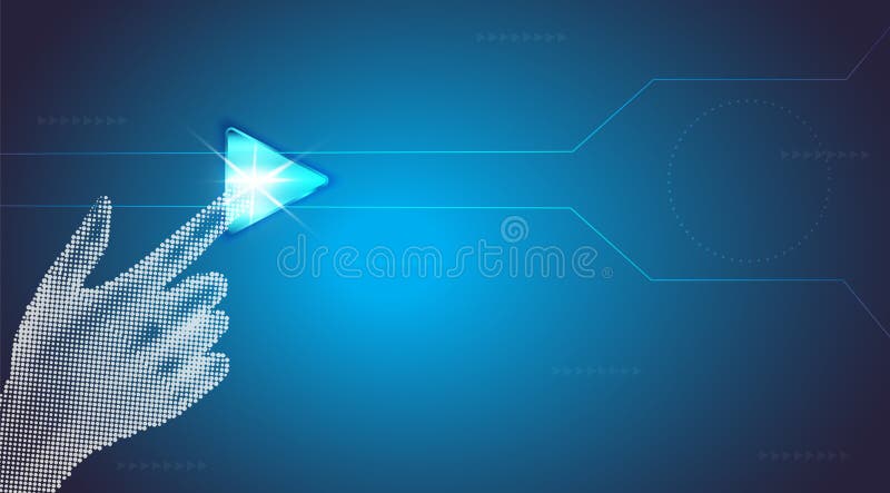 Digital Finger Pressing or Touching a Button. Press the Start Stock ...