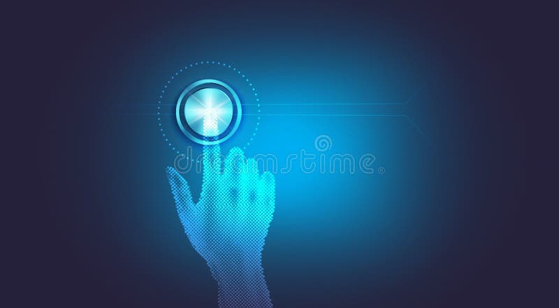 Digital Finger Pressing or Touching a Button. Press the Start or Stop ...