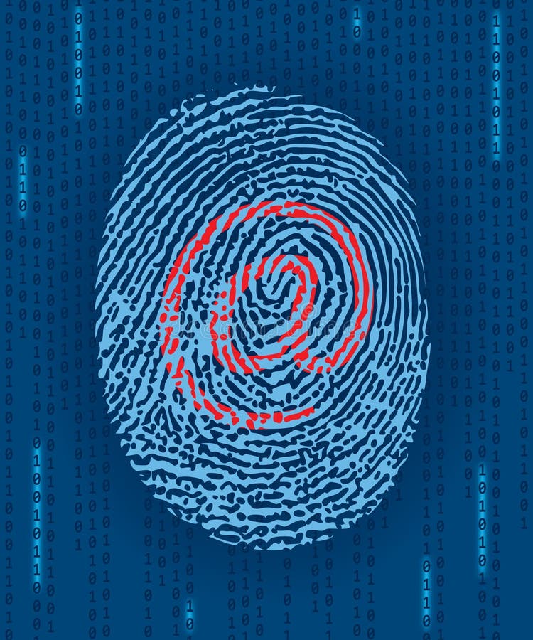 Vector Round Icon Fingerprint Symbol of Finger in Line Art Design on ...