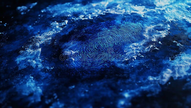 Fingerprint Digital Circuit Board Blue Bokeh Background Representing ...