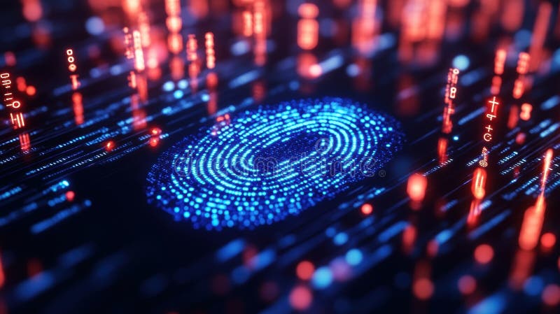 Digital Fingerprint Accessing Secure Data on Futuristic Circuit Board ...