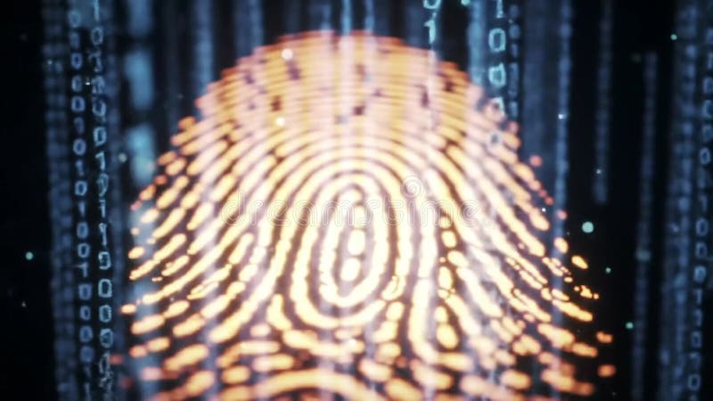 Digital Fingerprint Scan on Binary Code Background for Biometric ...