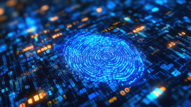 Digital Fingerprint Analysis on a Futuristic Data Network Showcasing ...