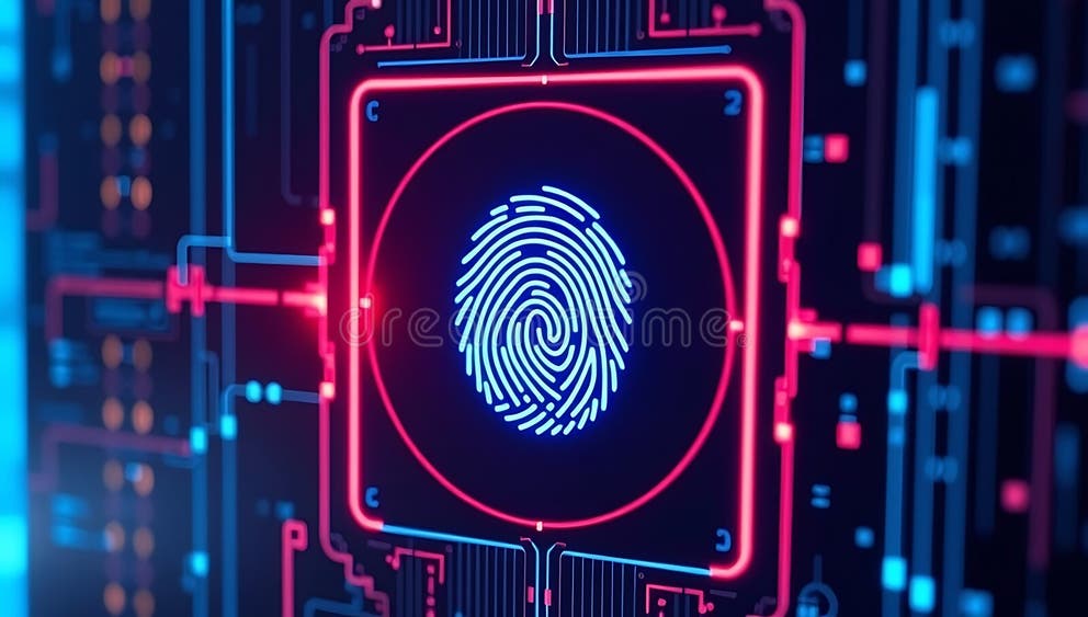 Digital Fingerprint Authentication System Interface Stock Illustration ...