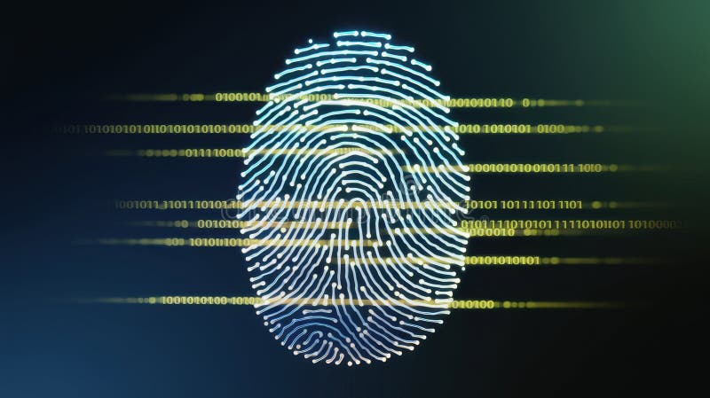 Digital Fingerprint With Binary Code Background Symbolizing Security