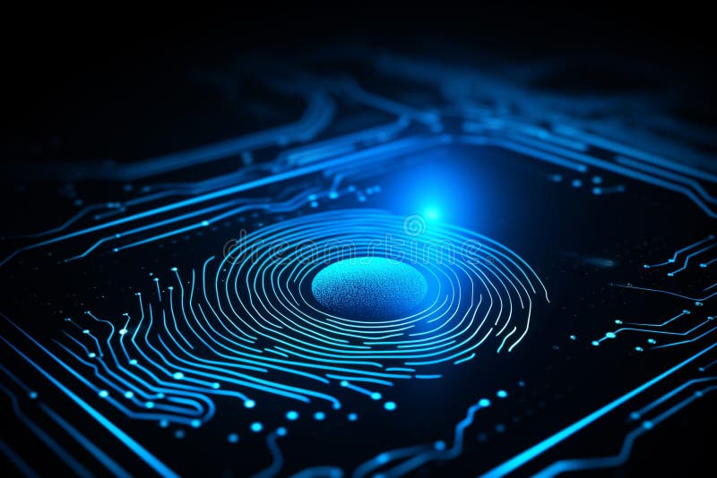 DIgital Fingerprint Blue Light Technology Concept Stock Illustration ...