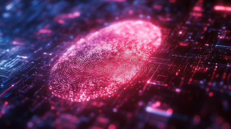 Digital Fingerprint on a Circuit Board Background Stock Illustration ...