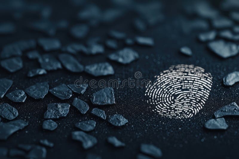 Digital Fingerprint on Dark Textured Background Security Identity ...