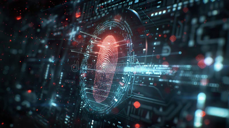 Digital Fingerprint Displayed on Screen Stock Photo - Image of identity ...