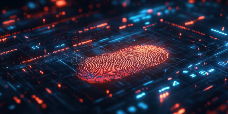Digital Fingerprint Futuristic Technology Background Glowing Circuits ...