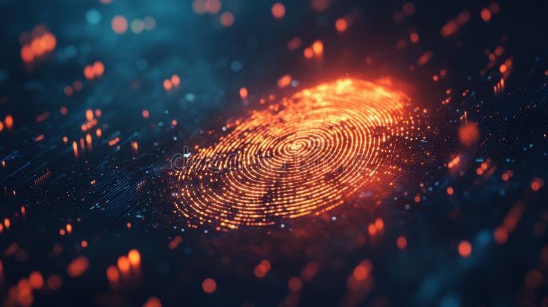 A Digital Fingerprint Glowing in a Dark Space Representing Security and ...