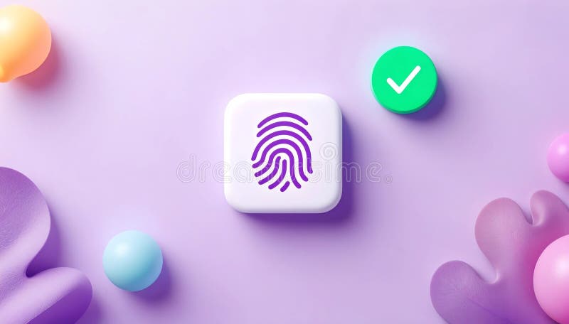 Digital Fingerprint Icon on Modern Square Button Design Stock ...