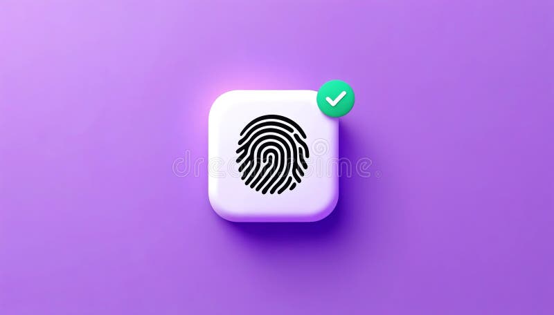 Digital Fingerprint Icon on Modern Square Button Design Stock ...