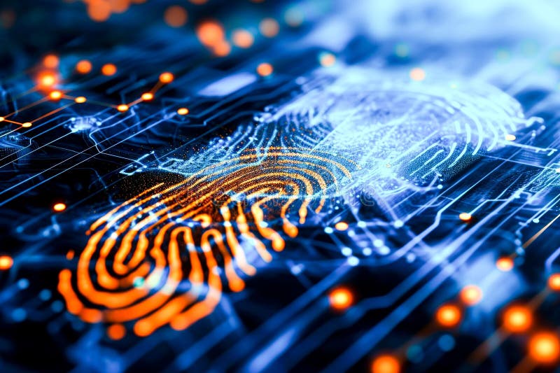 Digital Fingerprint Identification Stock Image - Image of futuristic ...