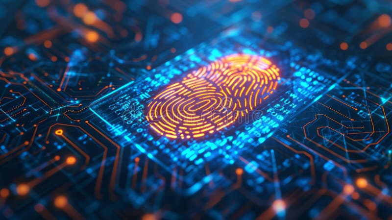 Digital Fingerprint Identification System. Biometrics Security Sensor ...