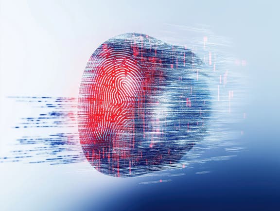 Digital Fingerprint Illustration Shows Tech Biometric Authentication ...