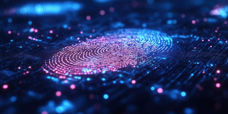 Digital Fingerprint Representation Glowing Dots Abstract Technology ...
