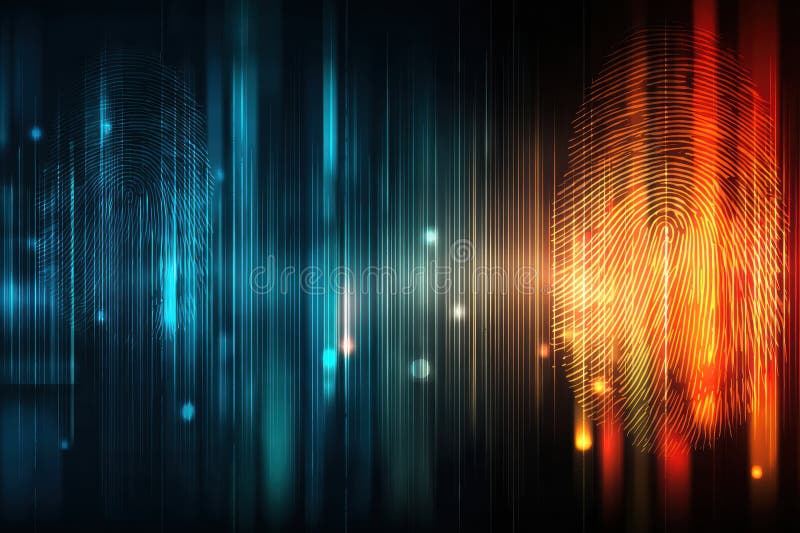 Digital Fingerprint Scan on Abstract Tech Screen Highlighting Advanced ...