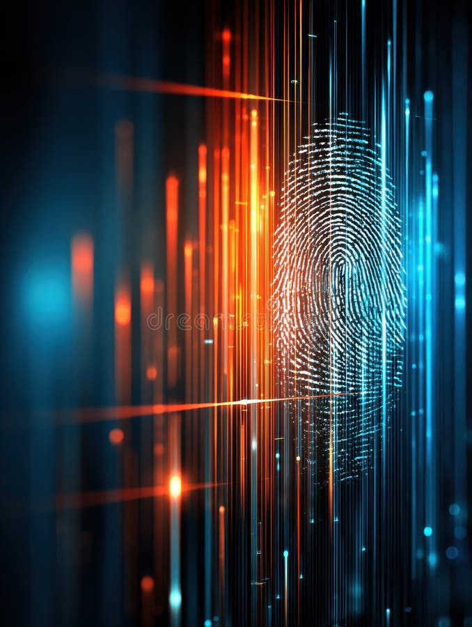 Digital Fingerprint Scan Display Features Abstract Technology with ...