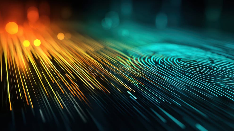 Digital Fingerprint Scan Displayed on an Abstract Tech Screen with Soft ...