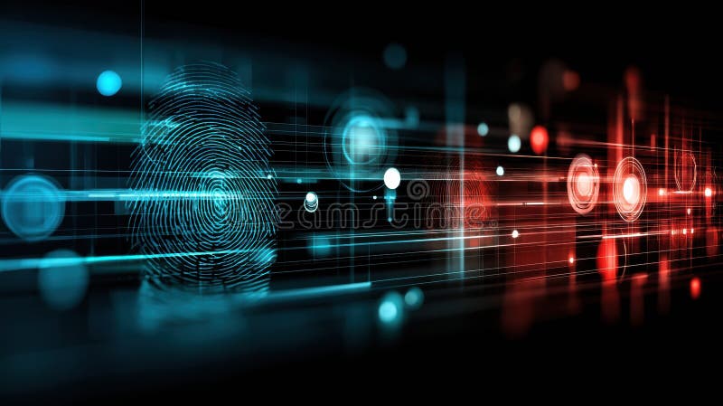 Digital Fingerprint Scan on a Glowing Tech Screen Revealing Intricate ...