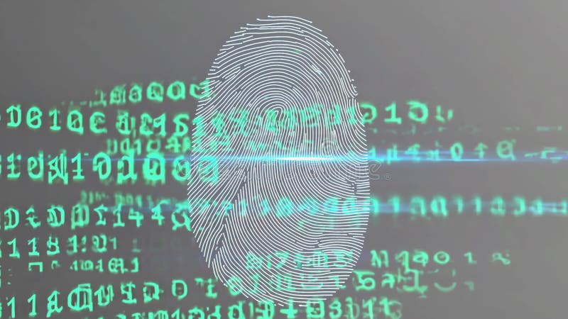 Digital Fingerprint Scan with Green Matrix Code Stock Footage - Video ...